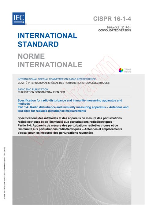 Cispr 16 1 4 2010 Specification For Radio Disturbance And Immunity Measuring Apparatus And Methods