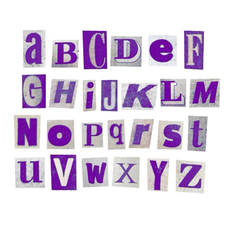 Purple Collage Letters Printable Vintage Art Sticker Design
