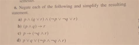 solved negate each of the following and simplify the