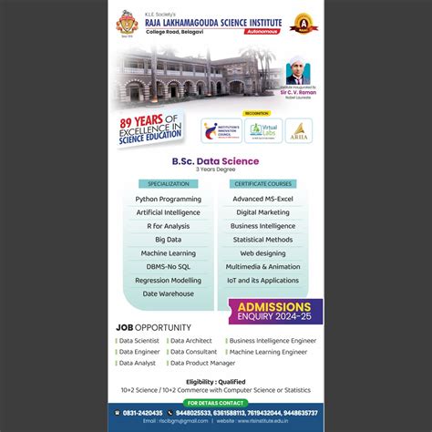 b sc and b sc data science admissions enquiry 2024 25 k l e