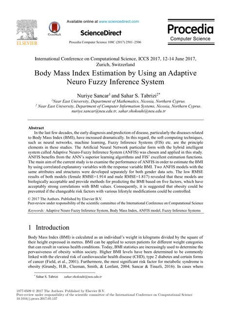 (PDF) Body Mass Index Estimation by Using an Adaptive Neuro Fuzzy ...