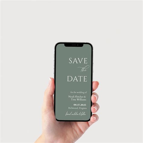 Save The Date Invite Save The Date Template Download Save The Date Sage Green Text Message