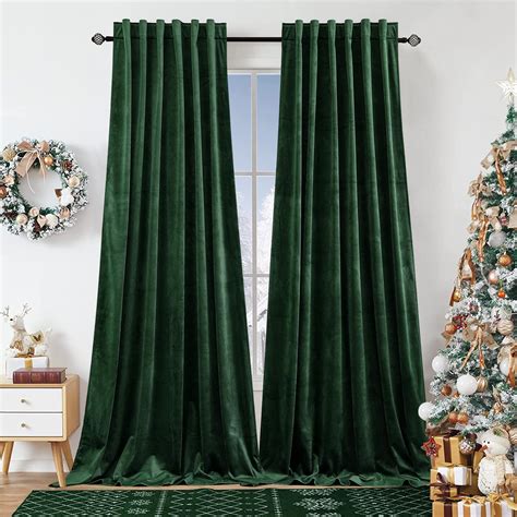 Dchola Emerald Green Velvet Curtains For Bedroom Window