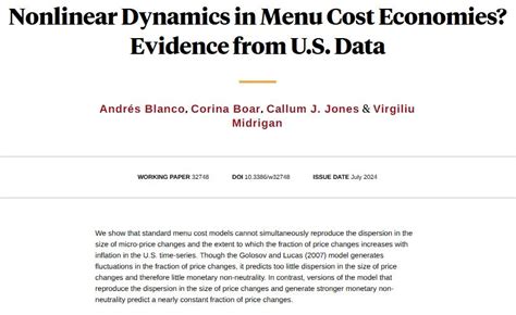 National Bureau Of Economic Research On Linkedin Standard Menu Cost Models Cannot