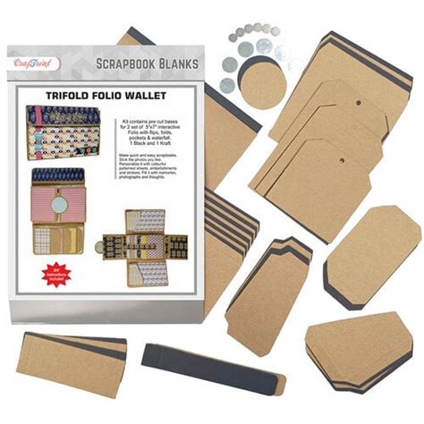 Trifold Folio Wallet Kit Black And Kraft Craftreat