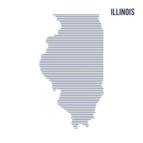 Vector Abstract Hatched Map Of State Of Illinois With Lines Isolated On A White Background
