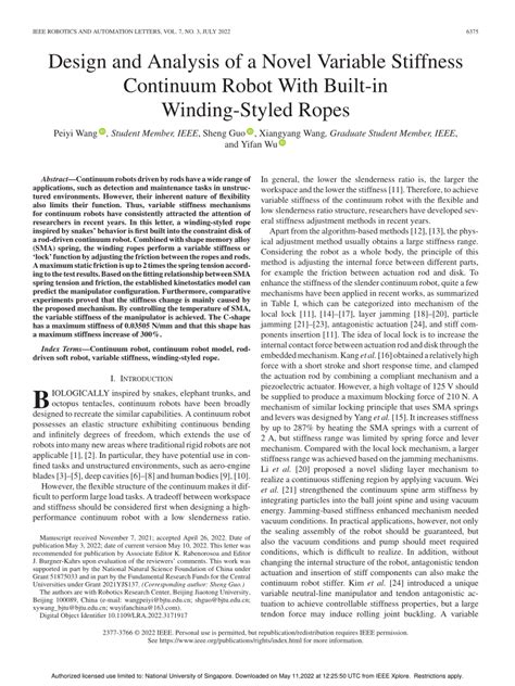 Pdf Design And Analysis Of A Novel Variable Stiffness Continuum Robot