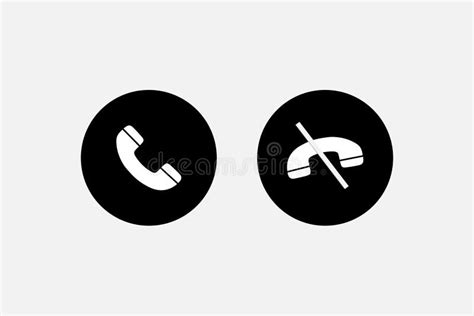 Phone Call And End Button Whit And Black Icon Phone Call Icon Answer Stock Vector