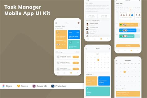 任务管理器移动应用app Ui Kit Figsketchxdpsd 云瑞设计