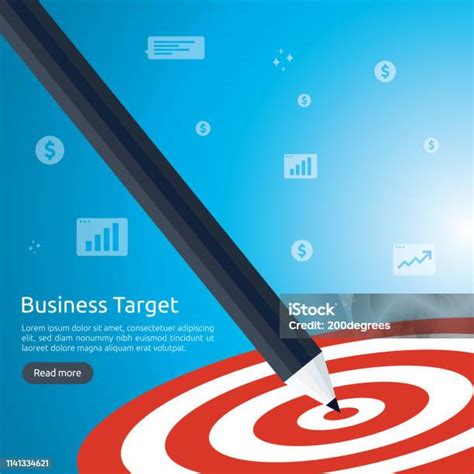 대 지 센터 목표를 가리키는 연필 전략 성취와 성공 평면 디자인 양궁 다트 대상과 화살표 그래프와 달러 아이콘 일러스트와