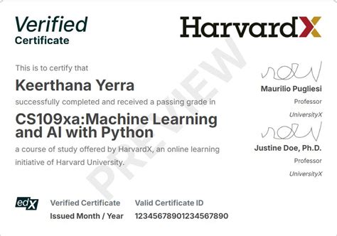Machinelearning Artificialintelligence Python Harvarduniversity Keerthana Yerra