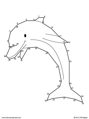 Dolphin Dot To Dot Easy Tims Printables