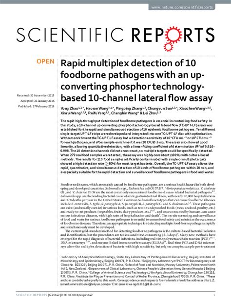 Pdf Rapid Multiplex Detection Of 10 Foodborne Pathogens With An Up Converting Phosphor