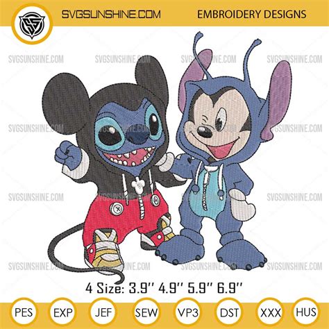 Stitch And Mickey Mouse Embroidery Design Files