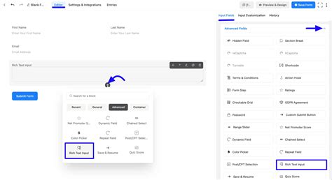 Rich Text Input Field In Fluent Forms Fluent Forms