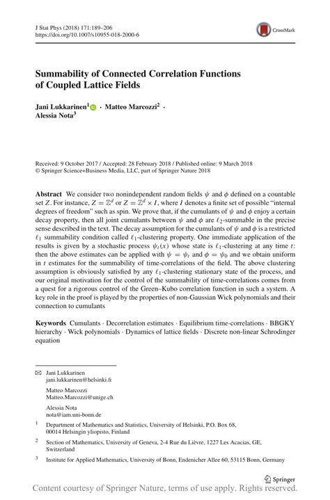 summability of connected correlation functions of coupled lattice