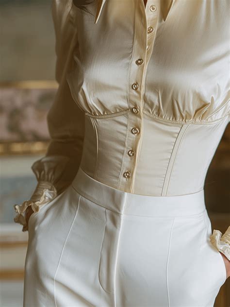 Vintage Elegant Satin Corset Shirt Bcshared