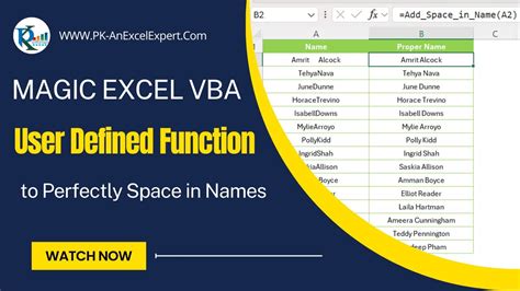 Discover The Magic Excel Vba Udf To Perfectly Space In Names Youtube