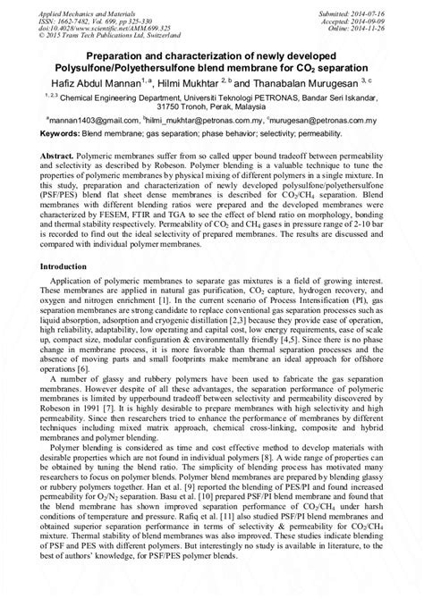 Preparation And Characterization Of Newly Developed Polysulfone