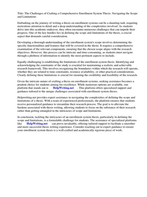 Enrollment System Thesis Scope And Limitation Pdf Thesis Databases
