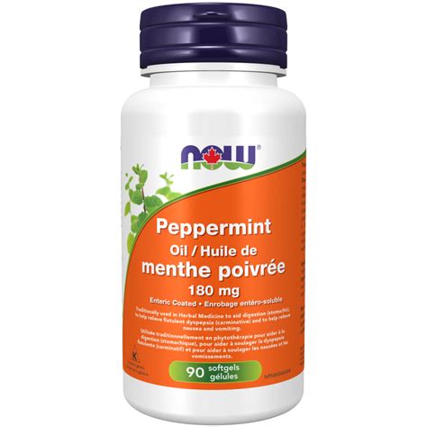 Peppermint Oil 180 Mg Softgels Now Foods Canada