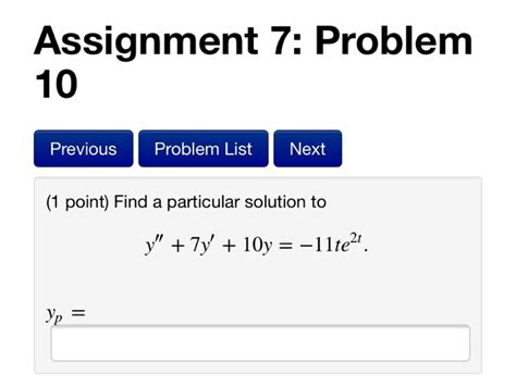 Solved Assignment 7 Problem 10 Previous Problem List Next