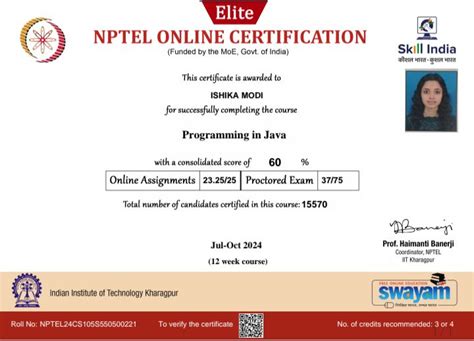 Ishika Modi On Linkedin Nptel Programminginjava Java Careergrowth
