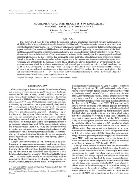 PDF Multidimensional MHD Shock Tests Of Regularized Smoothed Particle Hydrodynamics