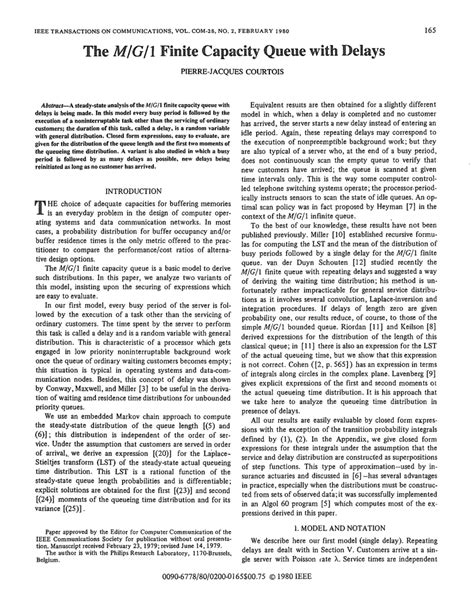 Pdf The Mg1 Finite Capacity Queue With Delays