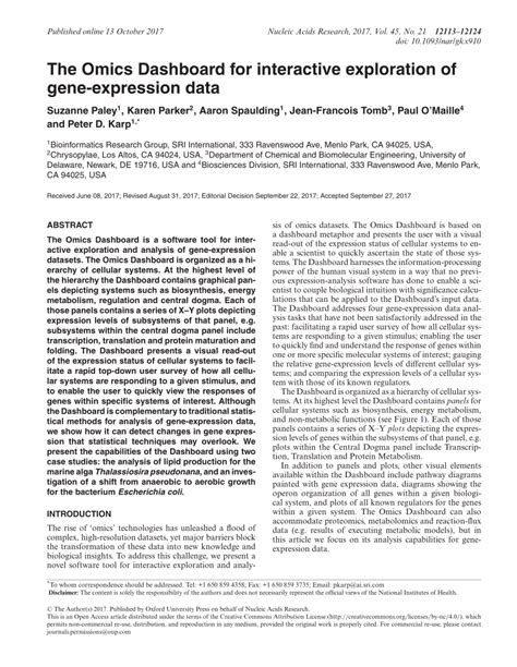 PDF The Omics Dashboard For Interactive Exploration Of Gene Expression Data