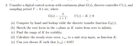 Solved Consider A Digital Control System With Continuous Chegg