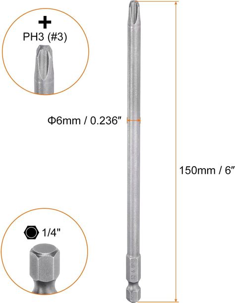 Yjycsah 10pcs 3 Phillips Screwdriver Bit Ph3 14 Hex Shank 6 150mm