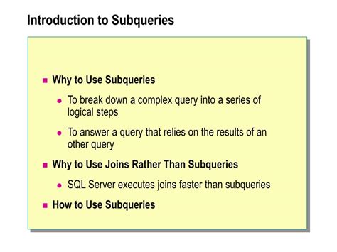 Ppt Module 6 Working With Subqueries Powerpoint Presentation Free