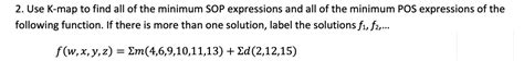 Solved 2 Use K Map To Find All Of The Minimum Sop