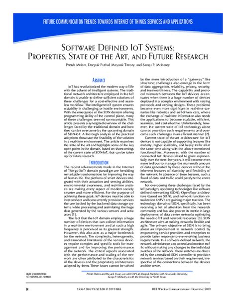 Pdf Software Defined Iot Systems Properties State Of The Art And