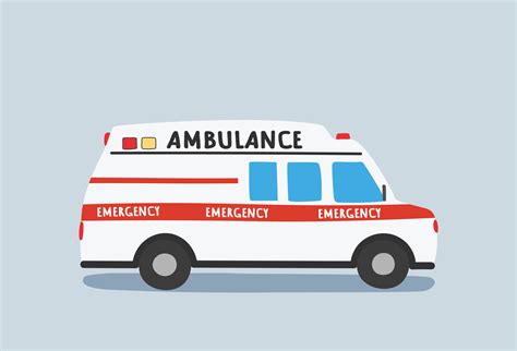 Simple Cartoon Ambulance Illustration Flat Vector Hand Drawn Specialty