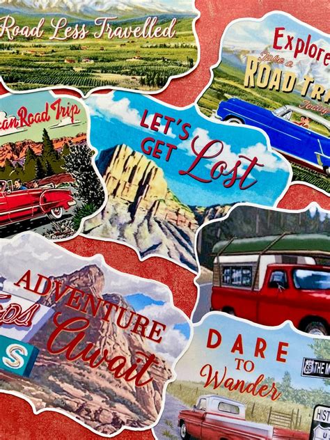 Pack Of 7 Waterproof Vinyl Vintage Travel Stickers Retro Car Travel