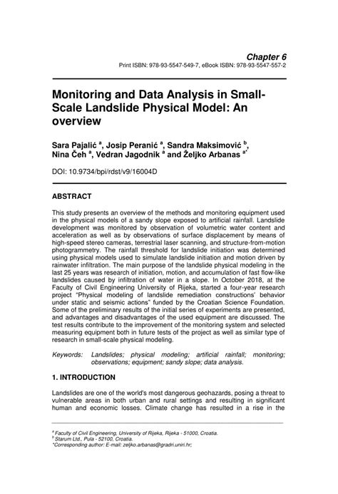 PDF Monitoring And Data Analysis In Small Scale Landslide Physical Model An Overview