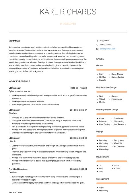 Ui Developer Sample Resume Ui Developer Resume Samples And Templates Visualcv Williamson