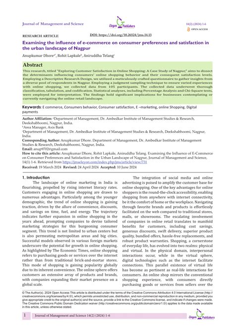 Pdf Examining The Influence Of E Commerce On Consumer Preferences And Satisfaction In The