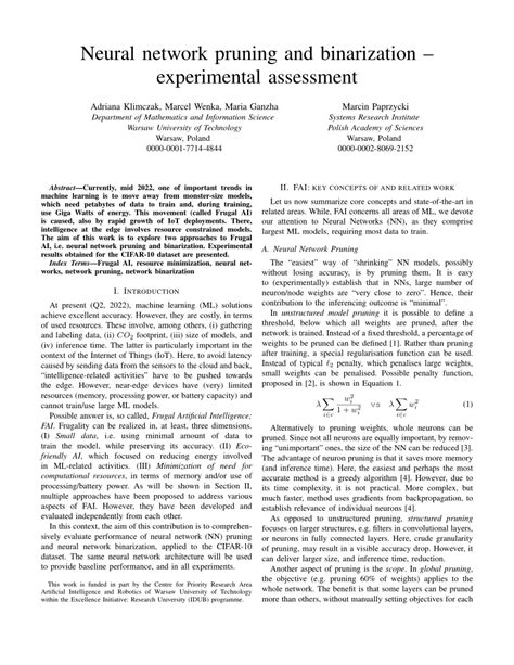 pdf neural network pruning and binarization experimental assessment