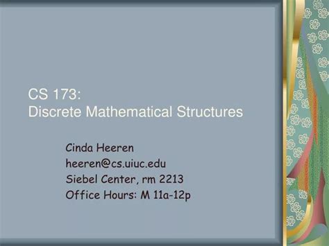 Ppt Cs 173 Discrete Mathematical Structures Powerpoint Presentation Id5126690