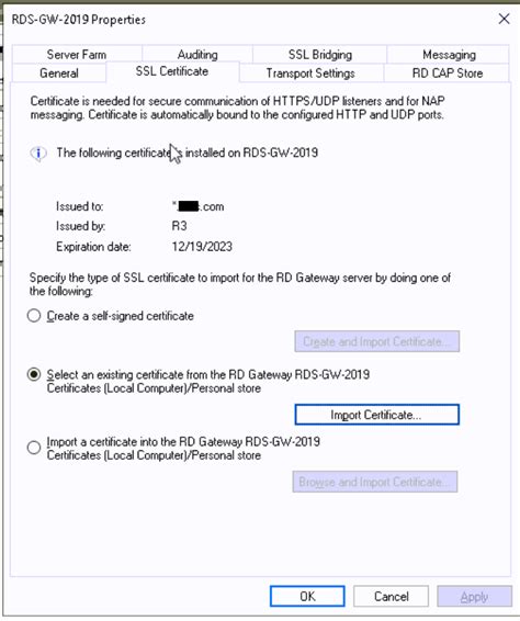 certificate mismatch when connecting to rds windows spiceworks