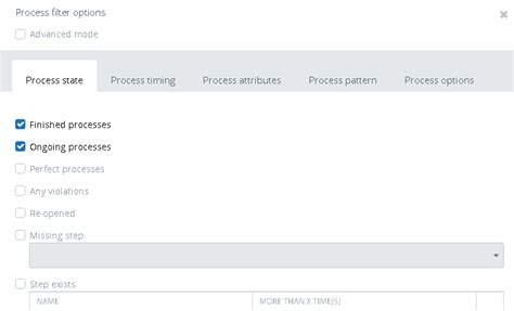 create a process filter definition