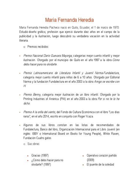 Biografia De María Fernanda Heredia Pdf
