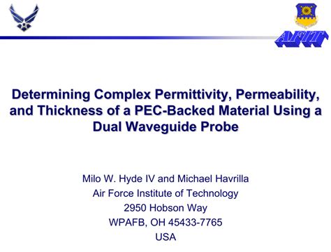 Pdf Determining Complex Permittivity Permeability And Thickness Of A Pec Backed Material