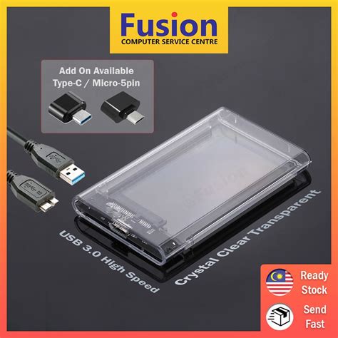 Usb Laptop Notebook Hard Disk Case External Transparent Clear Casing Box
