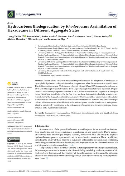 Pdf Hydrocarbons Biodegradation By Rhodococcus Assimilation Of Hexadecane In Different