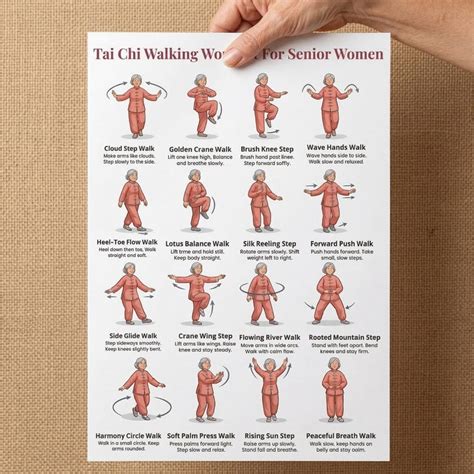 Printable Tai Chi Walking Workout For Women Senior Friendly Tai Chi Walking Exercises