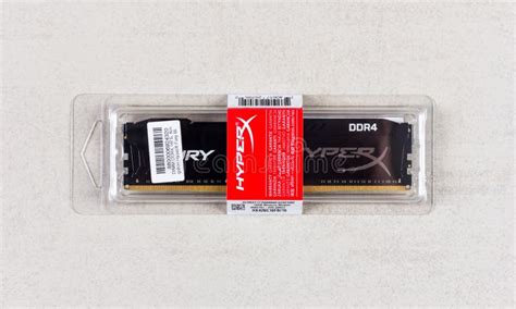 Dimm Ddr 4 16 Gb Kingston Hyperx Fury Memory Ram Module In Box On Grey Background Closeup Top